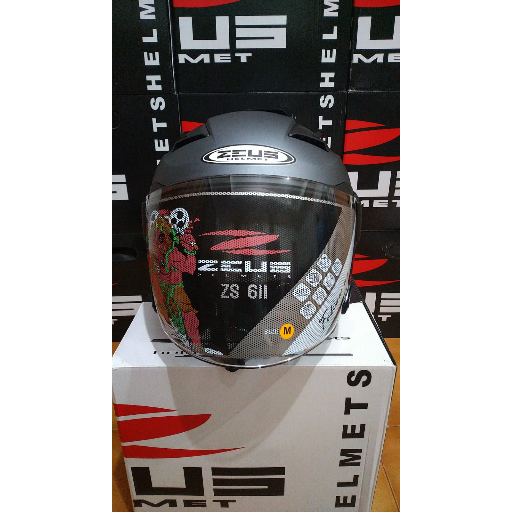 Jual HELM ZEUS ZS 611 - MATT TITANIUM (DOUBLE VISOR) | Shopee Indonesia