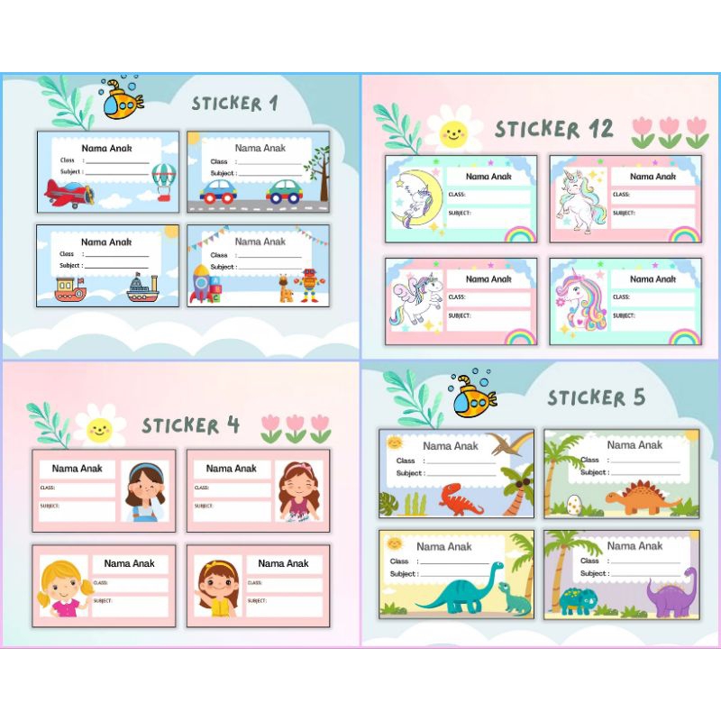 Jual PO 3 hari - Stiker Sticker Nama Anak Cewek Cowok Gambar Pesawat ...