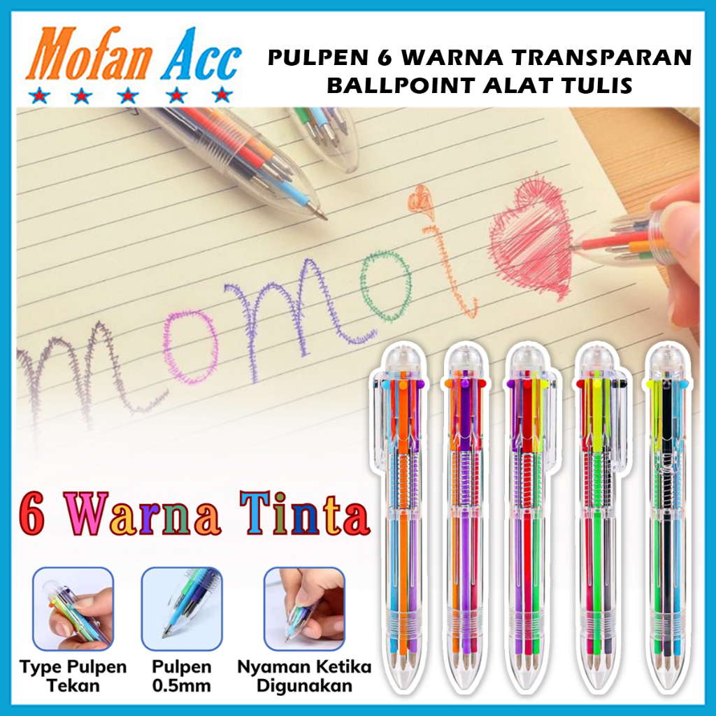 Jual Pulpen 6 Warna isi Tinta 6in1 Pena 0.5mm / Ballpoint Perlengkapan ...