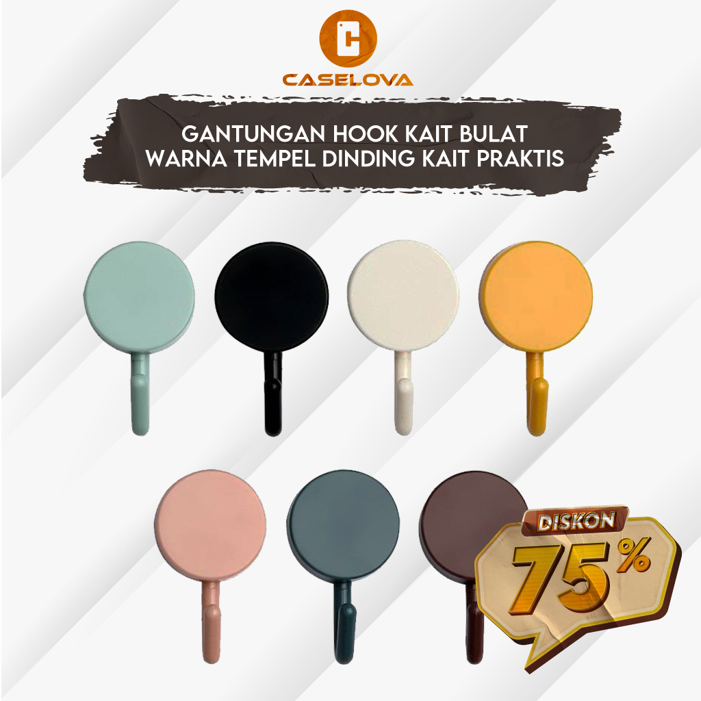Jual Gantungan Hook Kait Bulat Warna Tempel Dinding Kait Praktis ...