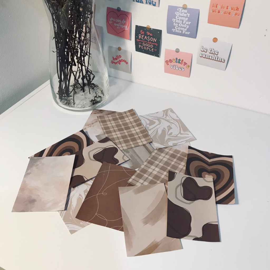 Jual 10 lembar kertas dekorasi jurnal kit bullet journal warna coklat ...