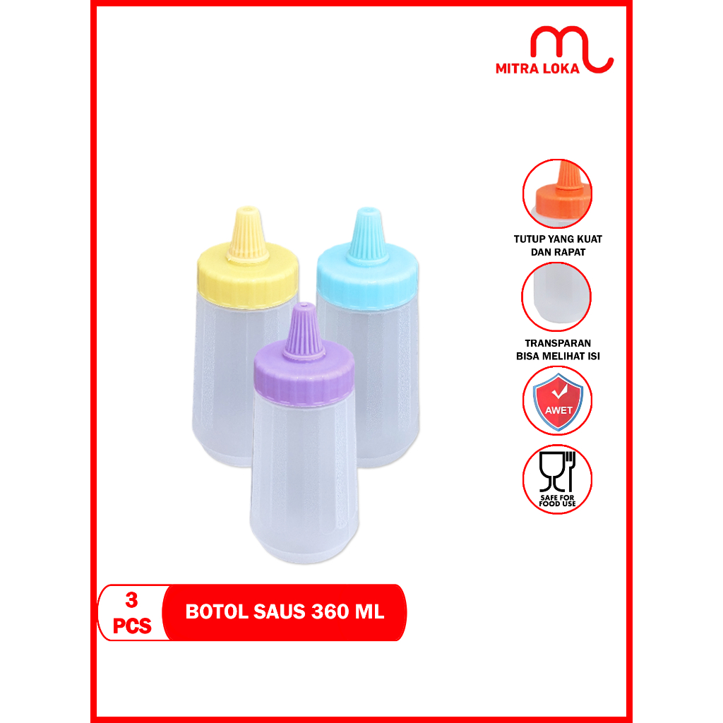 Jual Mitra Loka Botol Saos 360mL Lemony Wadah Kecap Mayo Saos Sambel ...