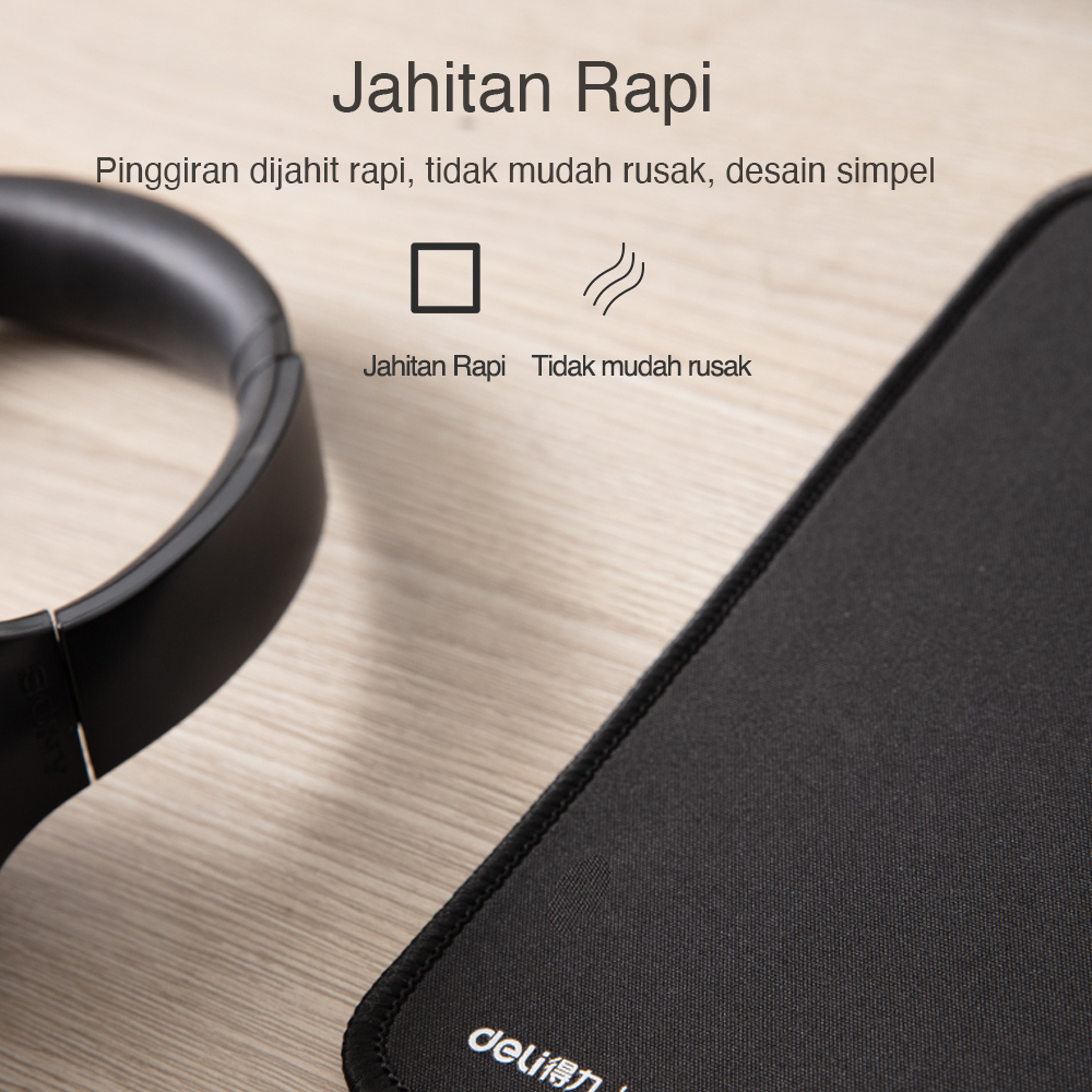 Jual Deli Mouse Pad / Tatakan Mouse Polos 25 x 20 cm Warna Hitam Anti ...