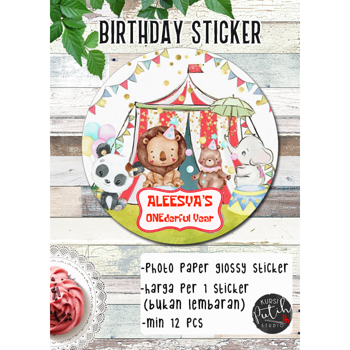Jual custom sticker birthday ulang tahun bento tema circus sirkus ...