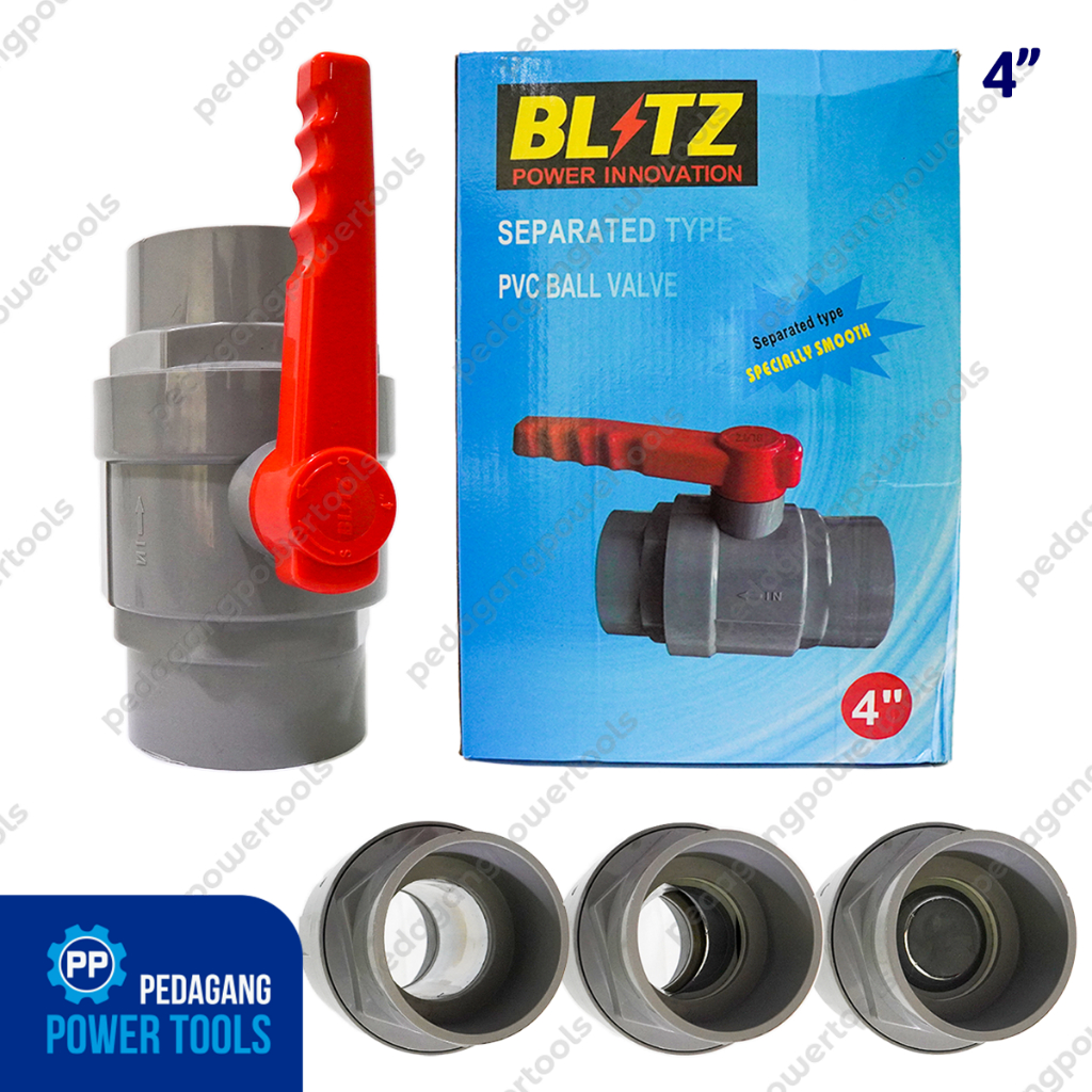 Jual BLITZ Ball Valve PVC 4 Inch Polos Stop Kran Plastik Keran Air Pipa | Shopee Indonesia