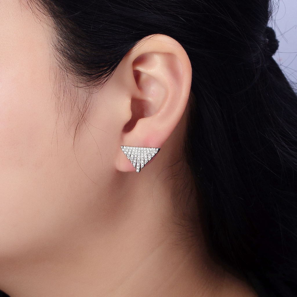 Jual Modan - Micro Paved Triangle Shaped Stud Earrings Anting Tusuk ...