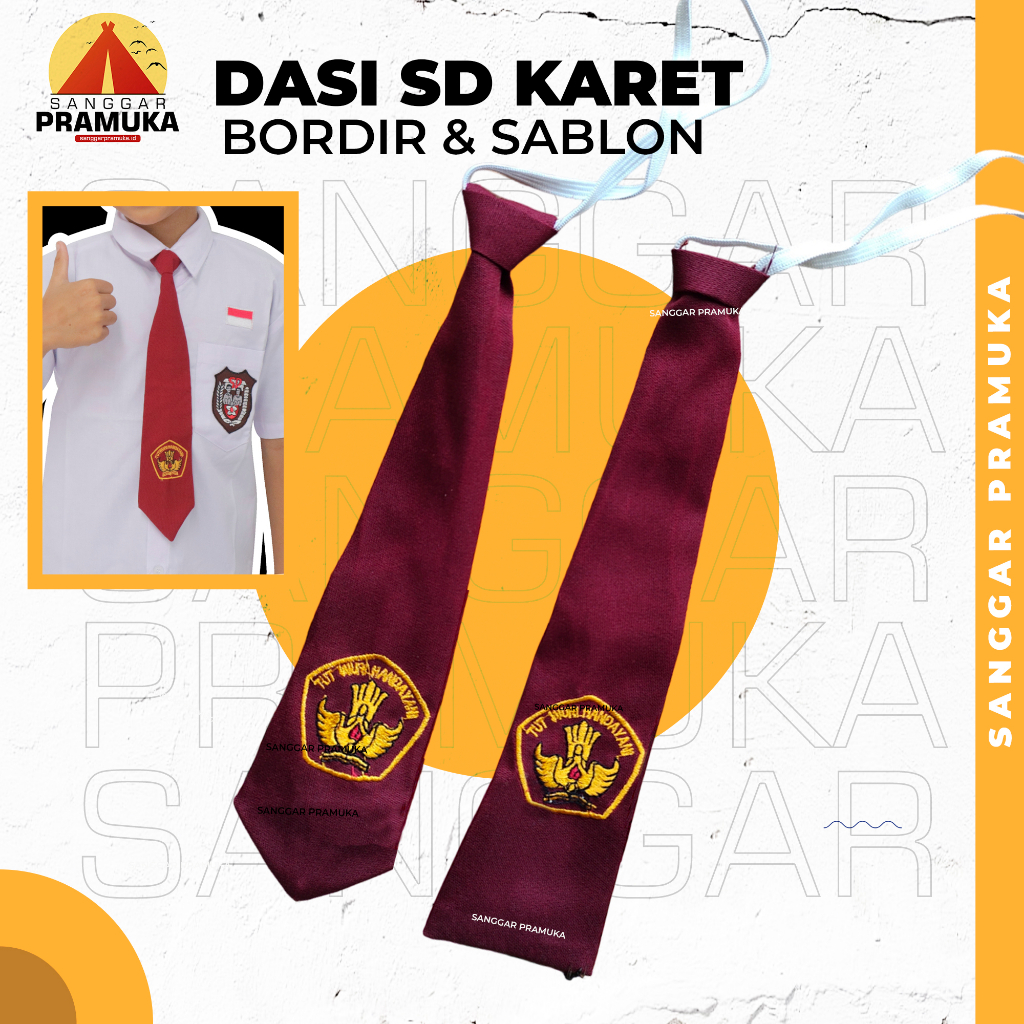 Jual Dasi SD Karet Putra Putri / Dasi SD Sablon / Dasi SD Bordir ...