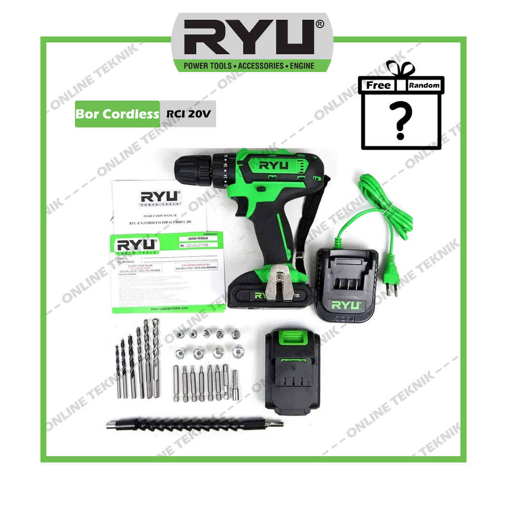 Jual RYU RCI20V Bor Cordless 10mm Impact Drill 20 Volt RYU RCI 20V Bor ...