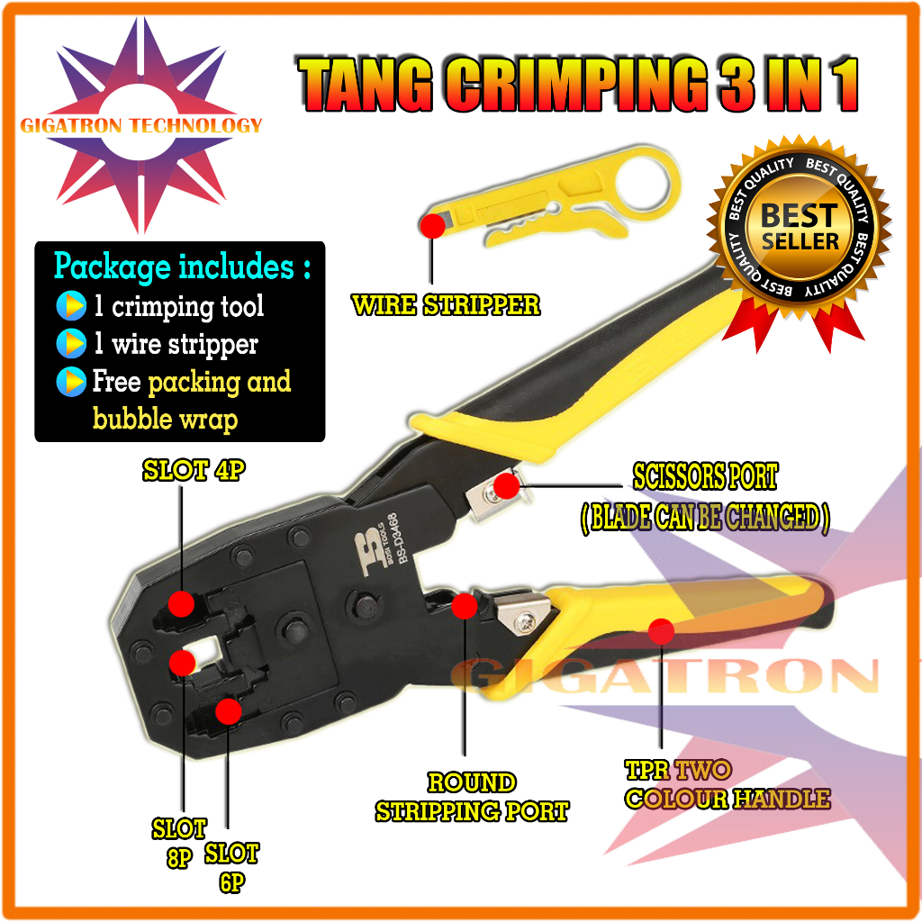 Jual Tang Crimping Tool RJ11 RJ45 LAN Network 8P 6P 4P CAT5 CAT6 / Tang ...