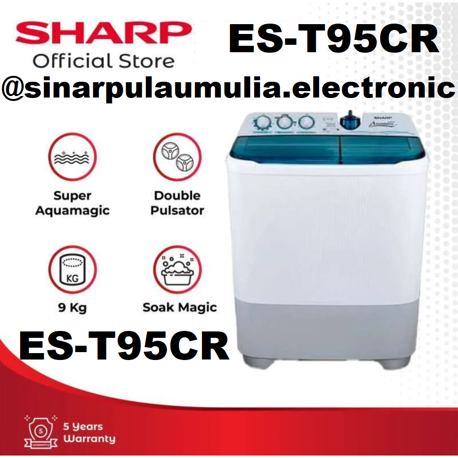 Jual Sharp Mesin Cuci 2 Tabung 9 KG Super Aquamagic [Low Wattage] - ES-T95CR / ES T95CR / ES T ...