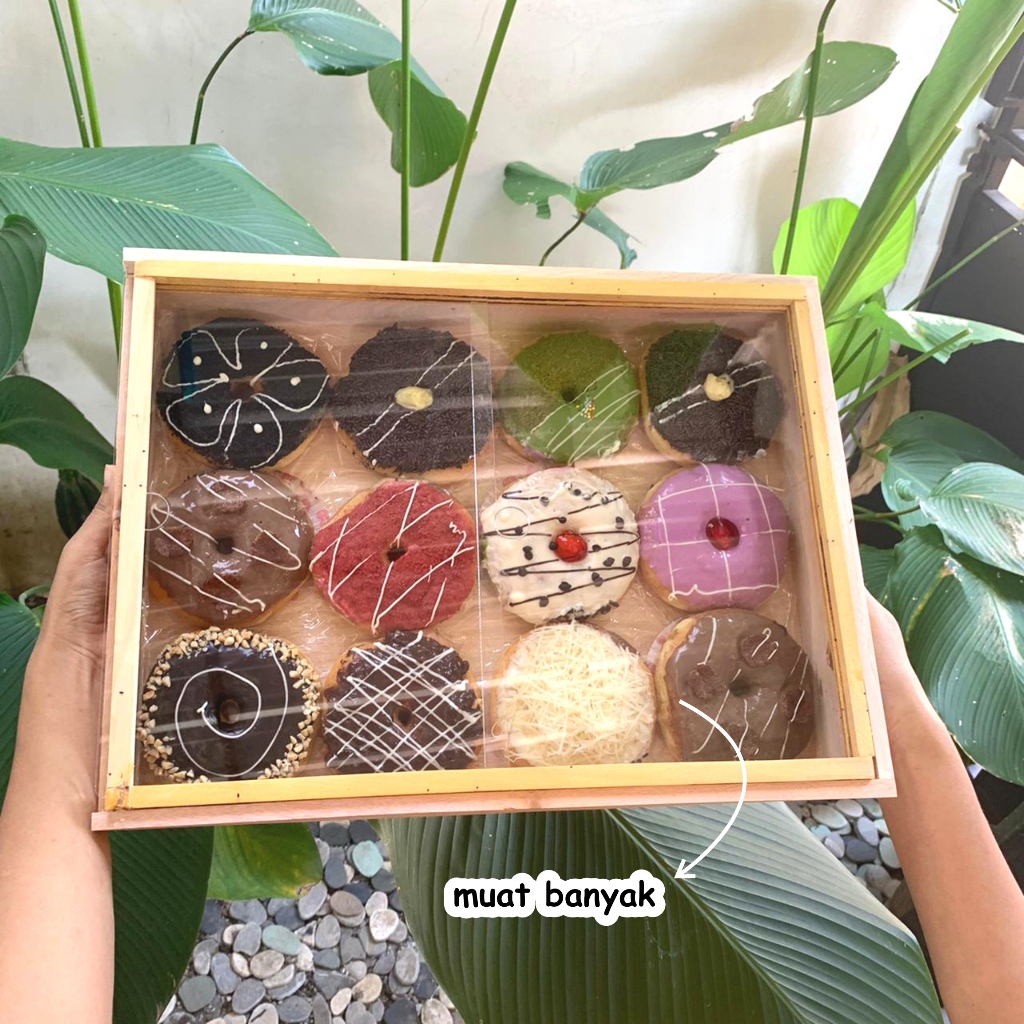Jual Box Donat Free Penyangga Kotak Donat Kayu Wadah Donat | Shopee Indonesia