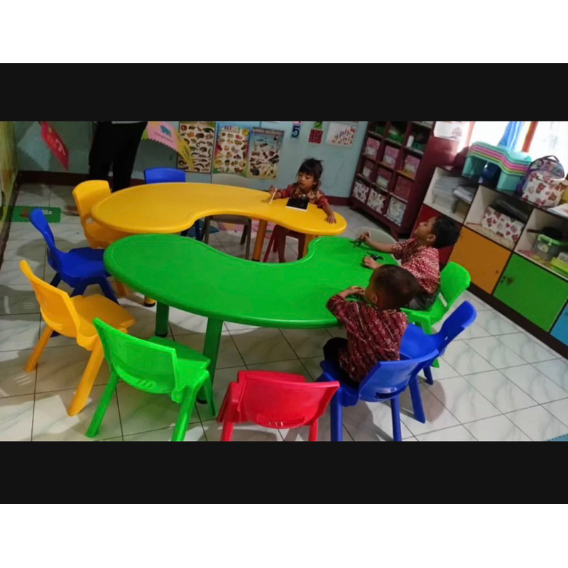 Jual PREMIUM TEBAL MEJA PAUD TK ANAK PERSEGI BULAN LONJONG WARNA WARNI ...