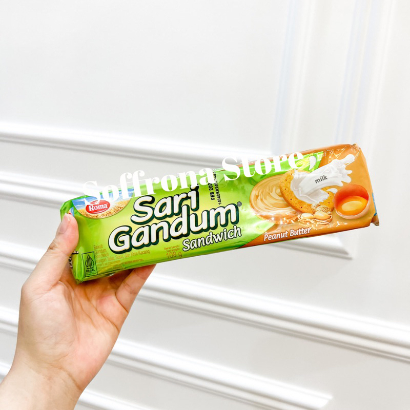 Jual SARI GANDUM sandwich rasa susu cokelat dan peanut butter ready ...