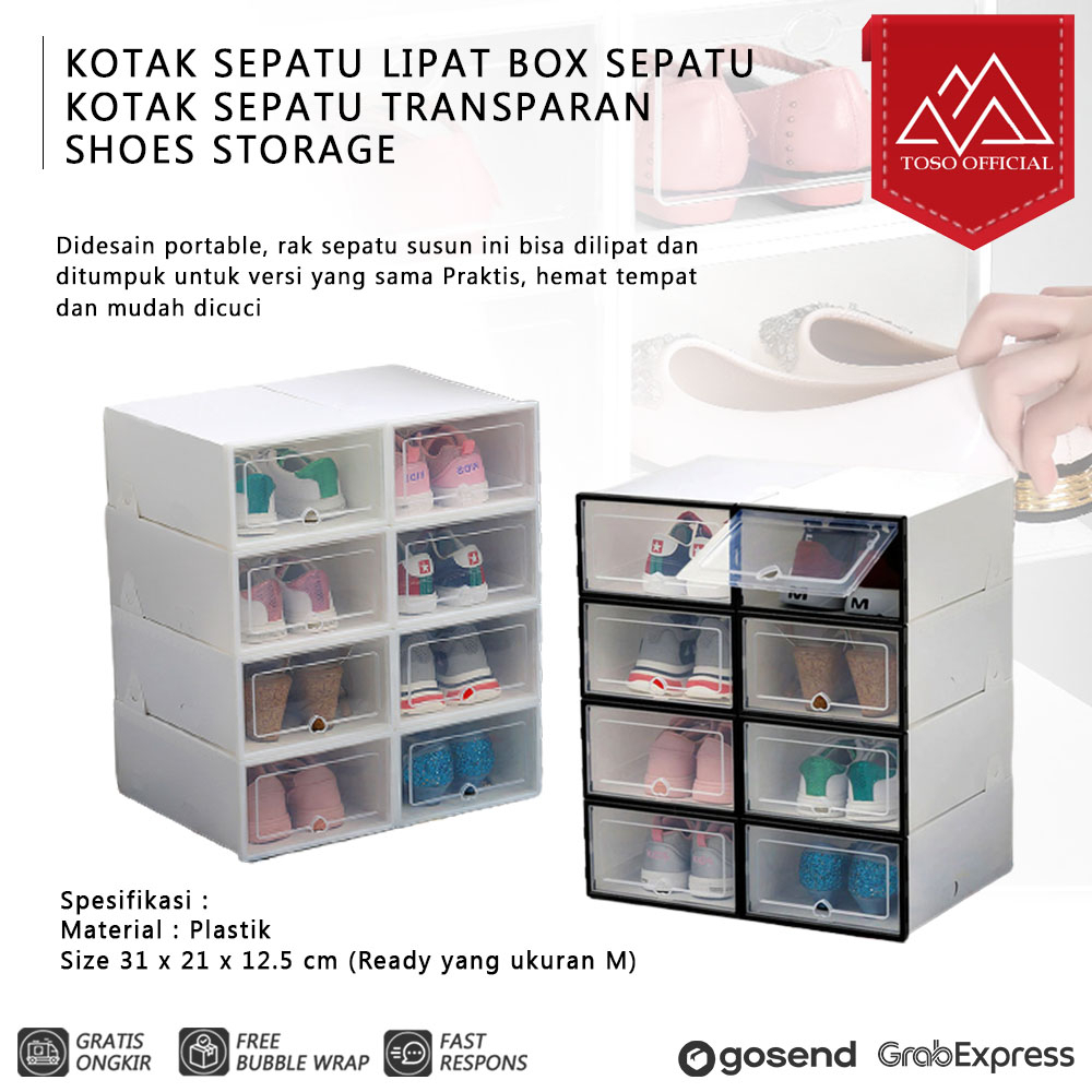 Jual KOTAK SEPATU LIPAT BOX SEPATU KOTAK SEPATU TRANSPARAN SHOES ...