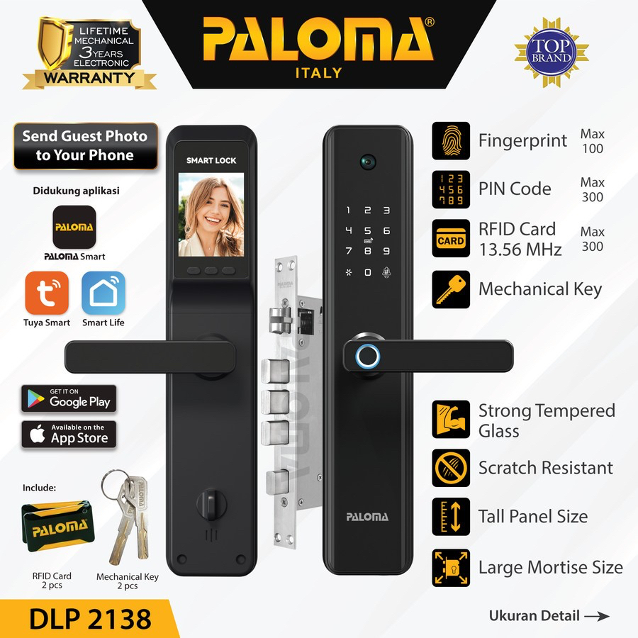 Jual PALOMA DLP 2138 Smart Digital Door Lock Camera Viewer Kunci Pintu | Shopee Indonesia
