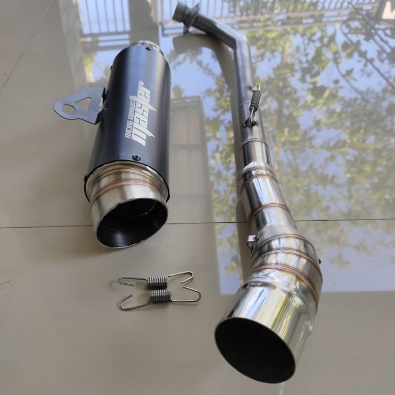 Jual KNALPOT RACING MASTER JP NEW BLACK R1 FULL SYSTEM BEBEK SERIES ...