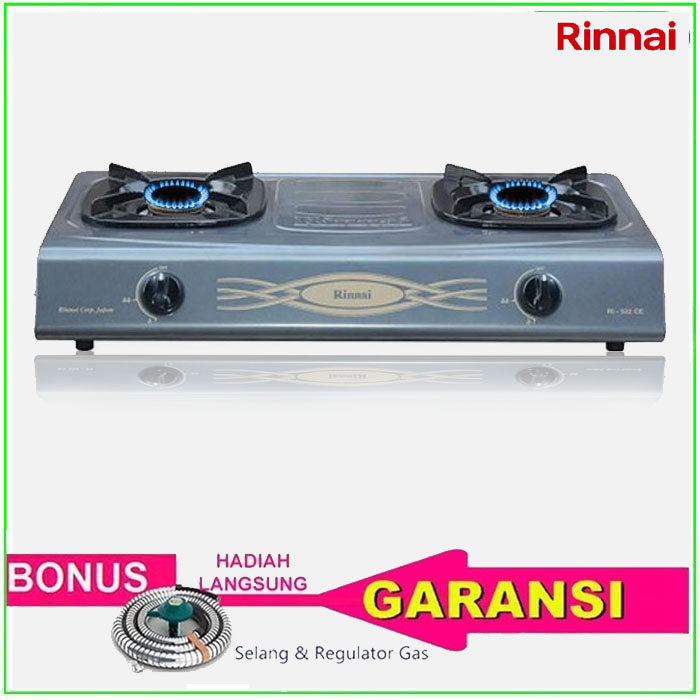Jual Rinnai Kompor Gas 2 Tungku RI-522CE Teflon Kuningan-Kompor Rinai ...