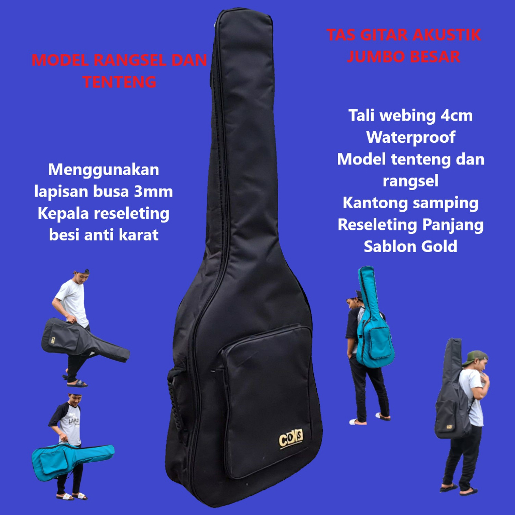 Jual TAS GITAR AKUSTIK UKURAN JUMBO BESAR BAHAN KUAT MODEL RANGSEL ...