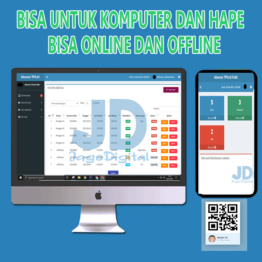 Jual Aplikasi Absensi Pegawai atau siswa guru berbasis scan qrcode ...
