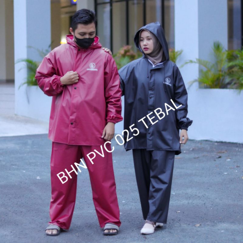 Jual Jas Hujan Mantel Hujan Pria Wanita PVC 0,25 Anti Rembes Mantel Setelan Baju Celana Mantel ...
