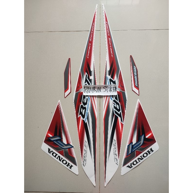 Jual striping stiker beat 2015 iss idling stop merah putih | Shopee ...