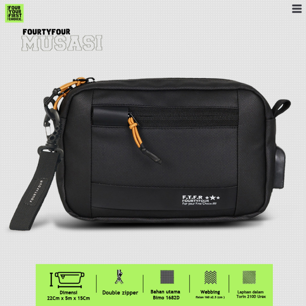 Jual Tas Selempang Pria FOURTYFOUR MUSASI - Tas Handbag Slingbag ...