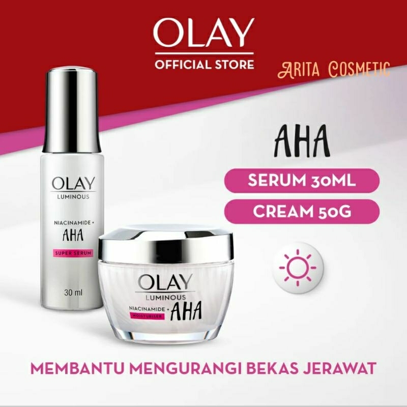 Jual Olay Set Luminous Niacinamide AHA Cream 50ml + Serum AHA 30ml ...