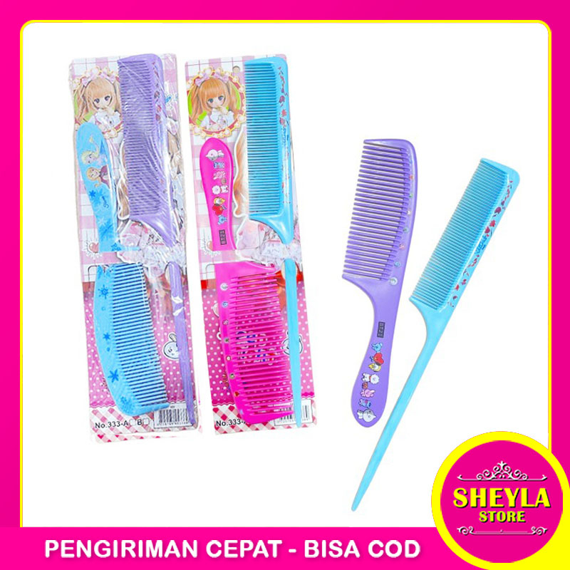 Jual Sisir Rambut Set 2 Pcs Comb Sisir Fancy / Sisir Hitam Warna ...