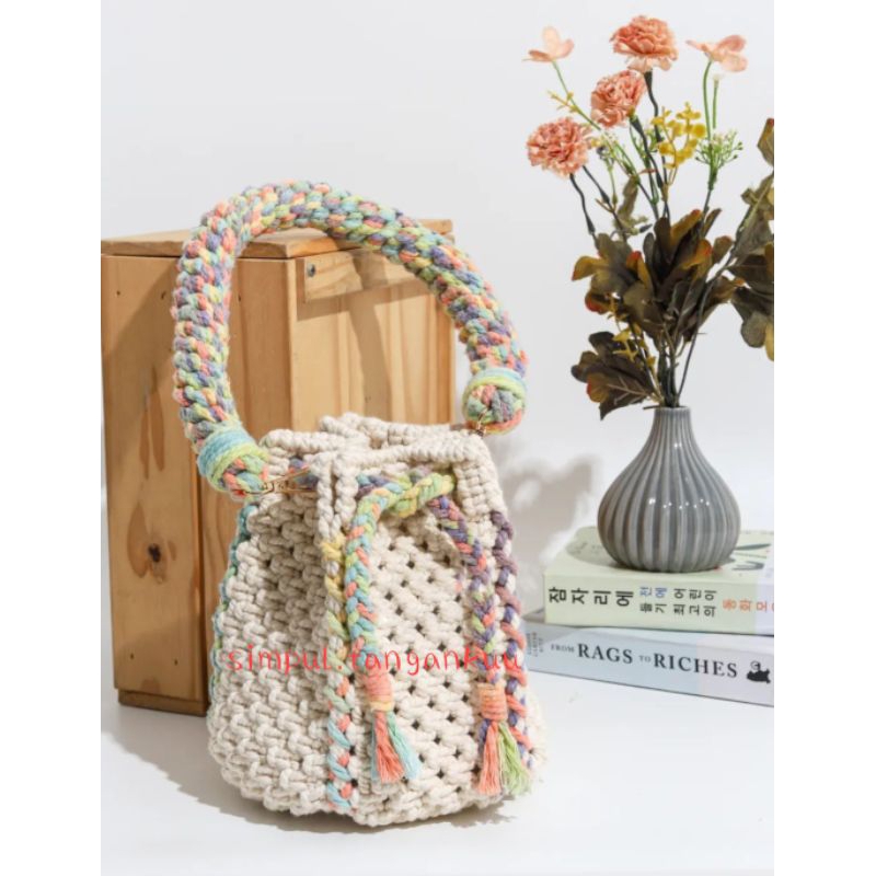 Jual tas macrame savana ombre bucket bag macrame ombre | Shopee Indonesia