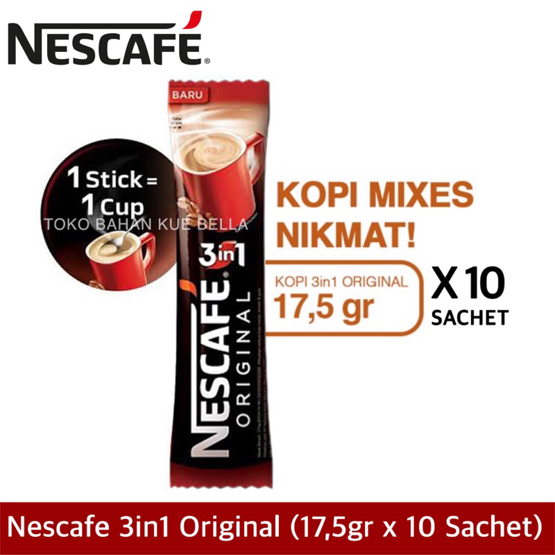 Jual Nescafe ORIGINAL (17,5gr x 10 Sachet) Kopi 3 in 1 Robusta (RENCENG ...