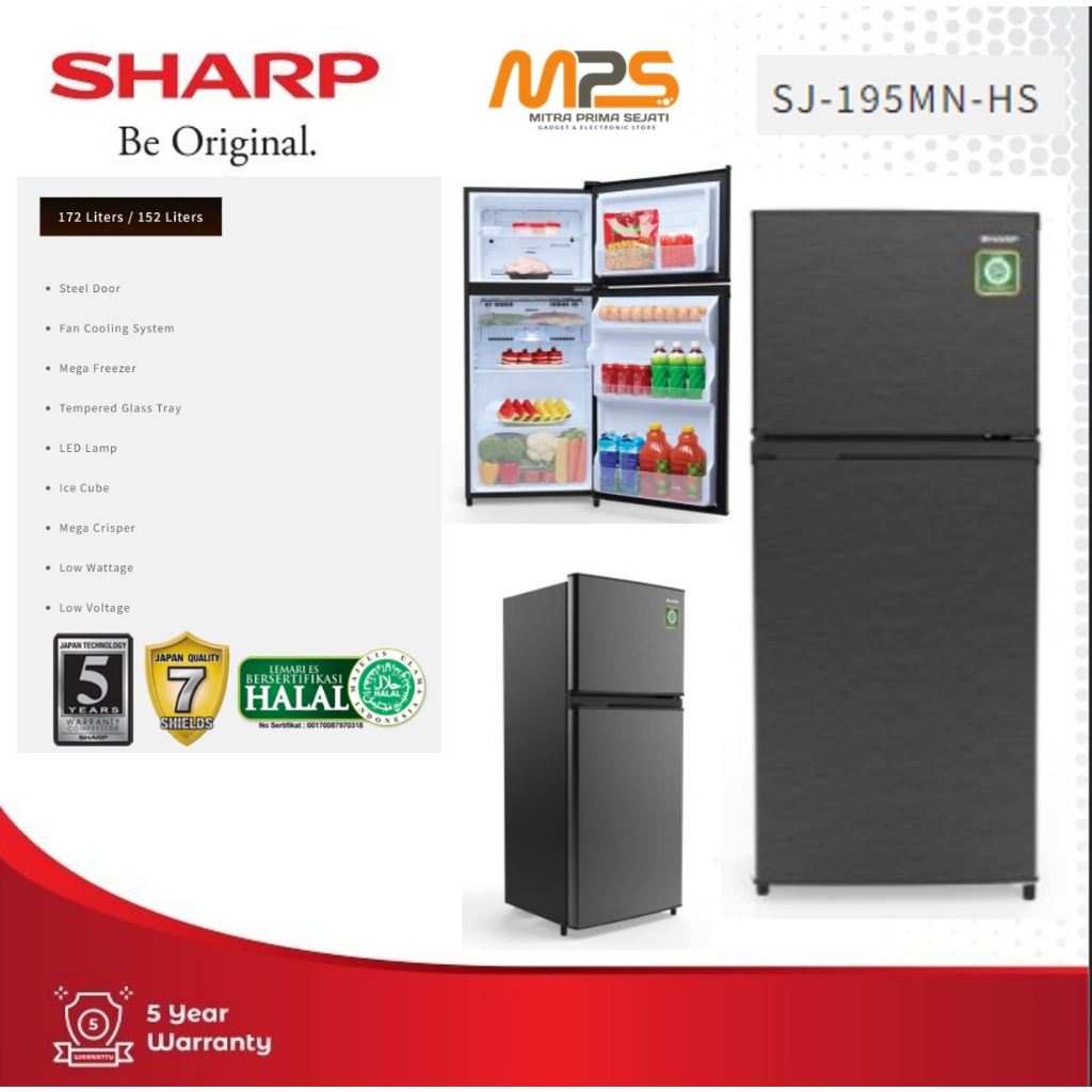 Jual Kulkas 2 Pintu Sharp SJ-195MN-HS - 152 Liter | Shopee Indonesia