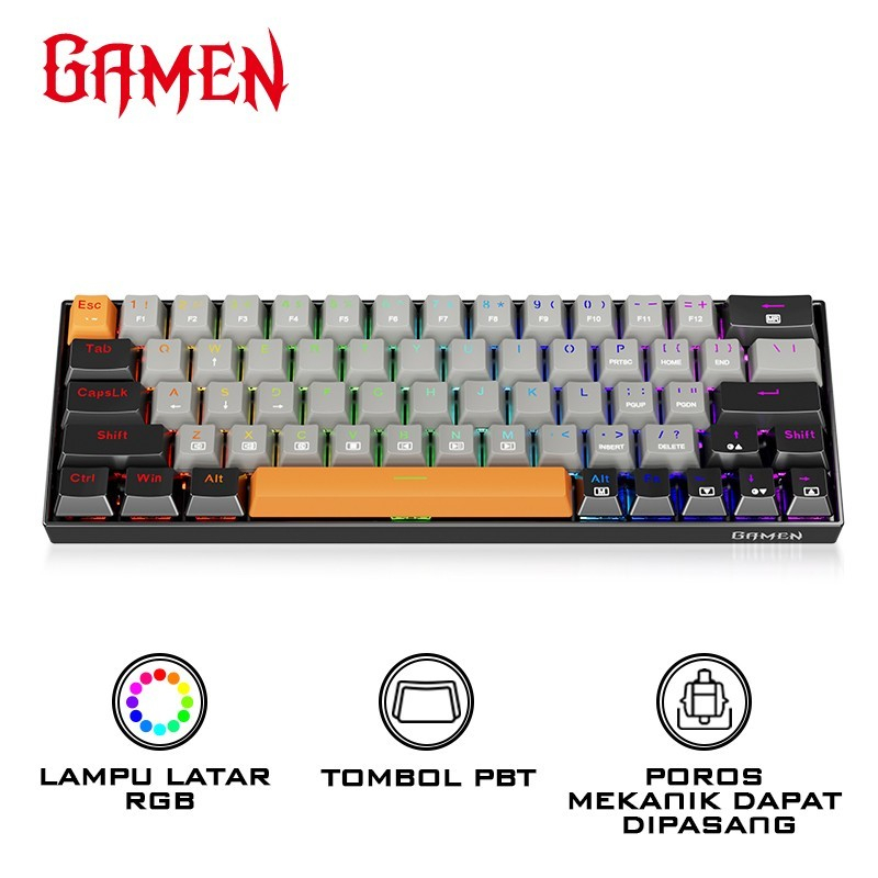 Jual GAMEN Titan III 3 Mechanical Switch Blue Gaming Keyboard Wired RGB ...