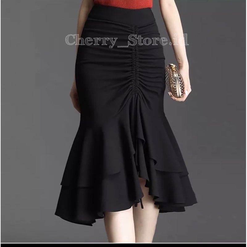 Jual Cherry_ Skirt mermaid | Rok duyung serut | Rok wanita korean style ...