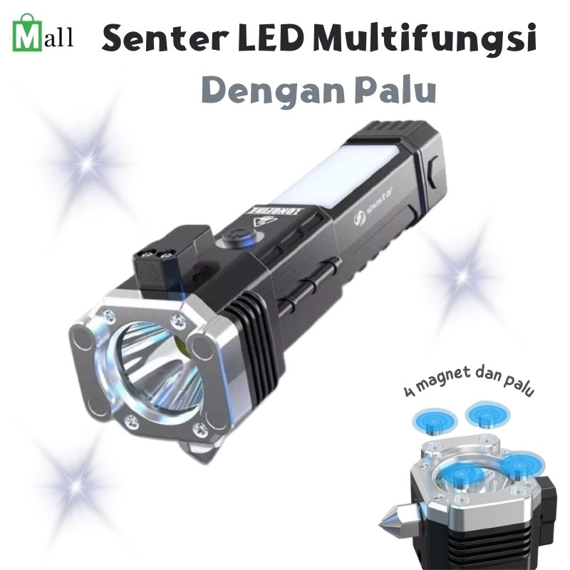 Jual UP4-Senter LED Super Terang Dengan Palu Pengaman & Magnet Side ...