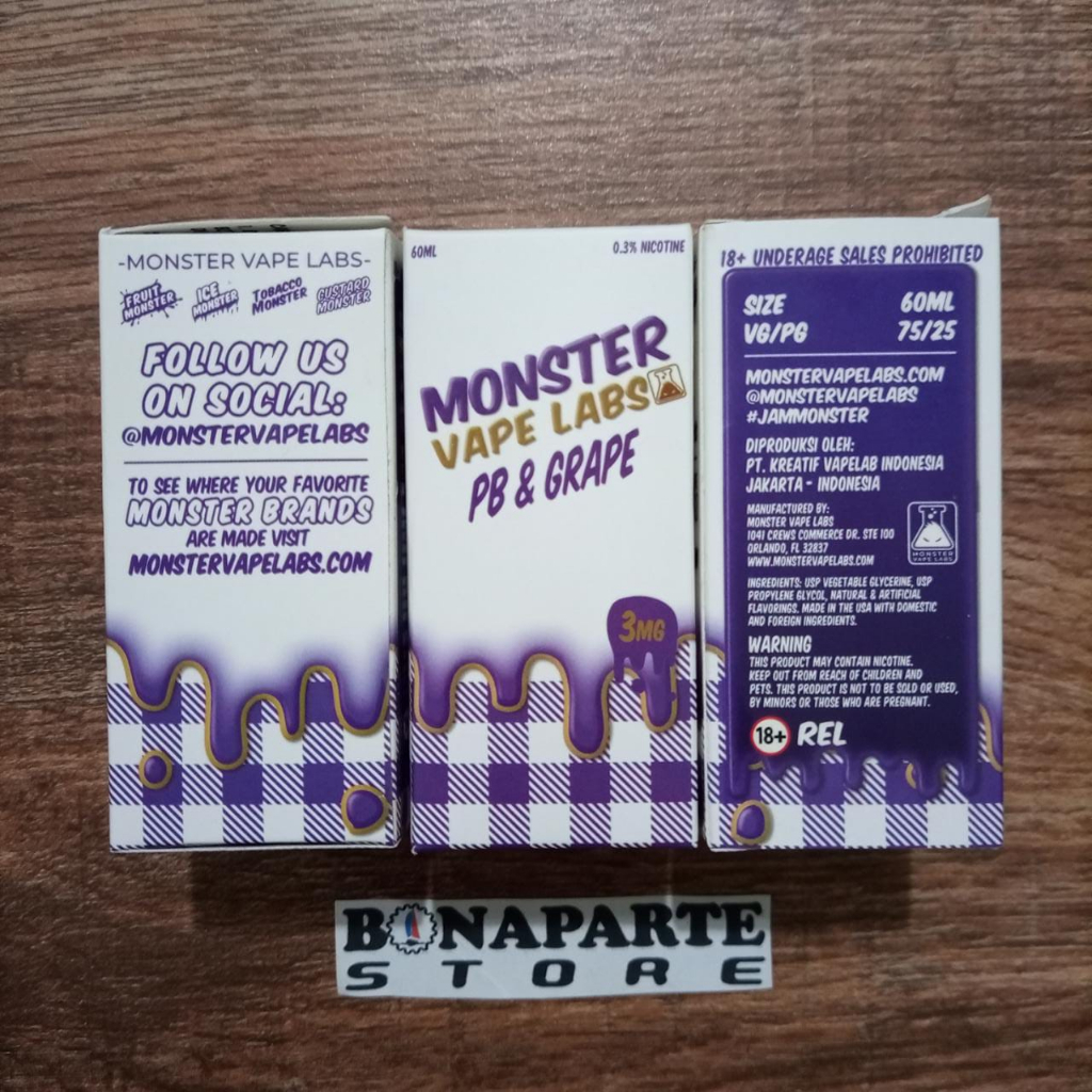 Jual Liquid Monster Vape Labs PB Grape 3MG 60ML By Creativlabz Cukai ...