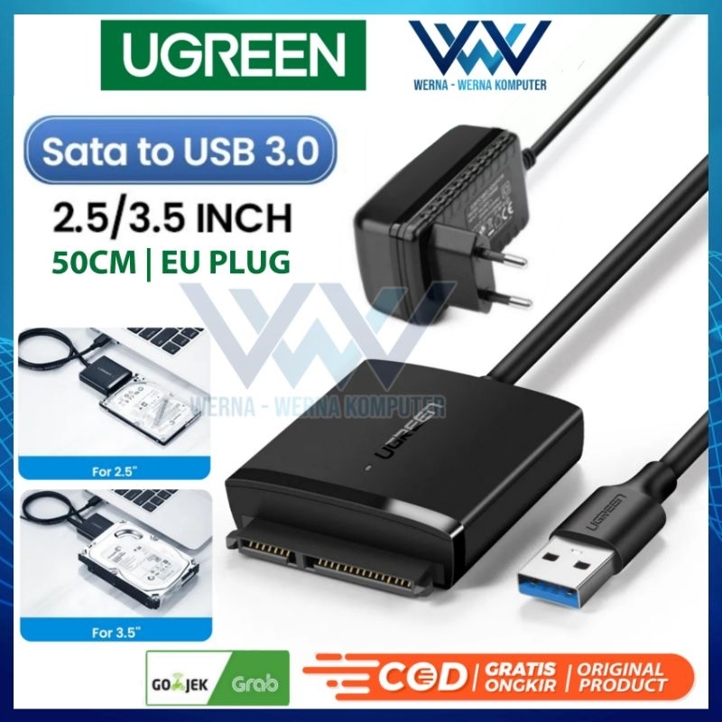 Jual UGREEN Kabel SATA III to USB 3.0 HDD 2.5 / 3.5 Adapter with UASP ...