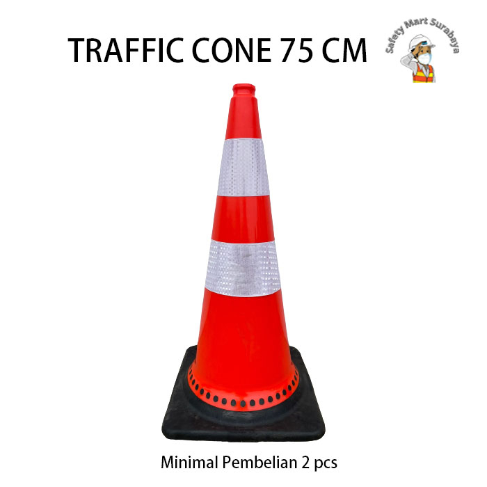 Jual Traffic Cone Rubber 75cm / Kerucut Lalu Lintas Karet Base Hitam 75cm | Shopee Indonesia