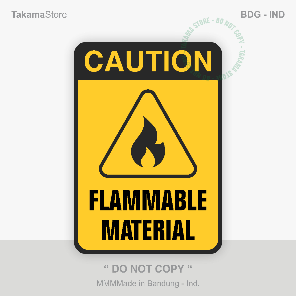 Jual Caution flammable material sign - Size 35cm x 50cm - Alumunium ...