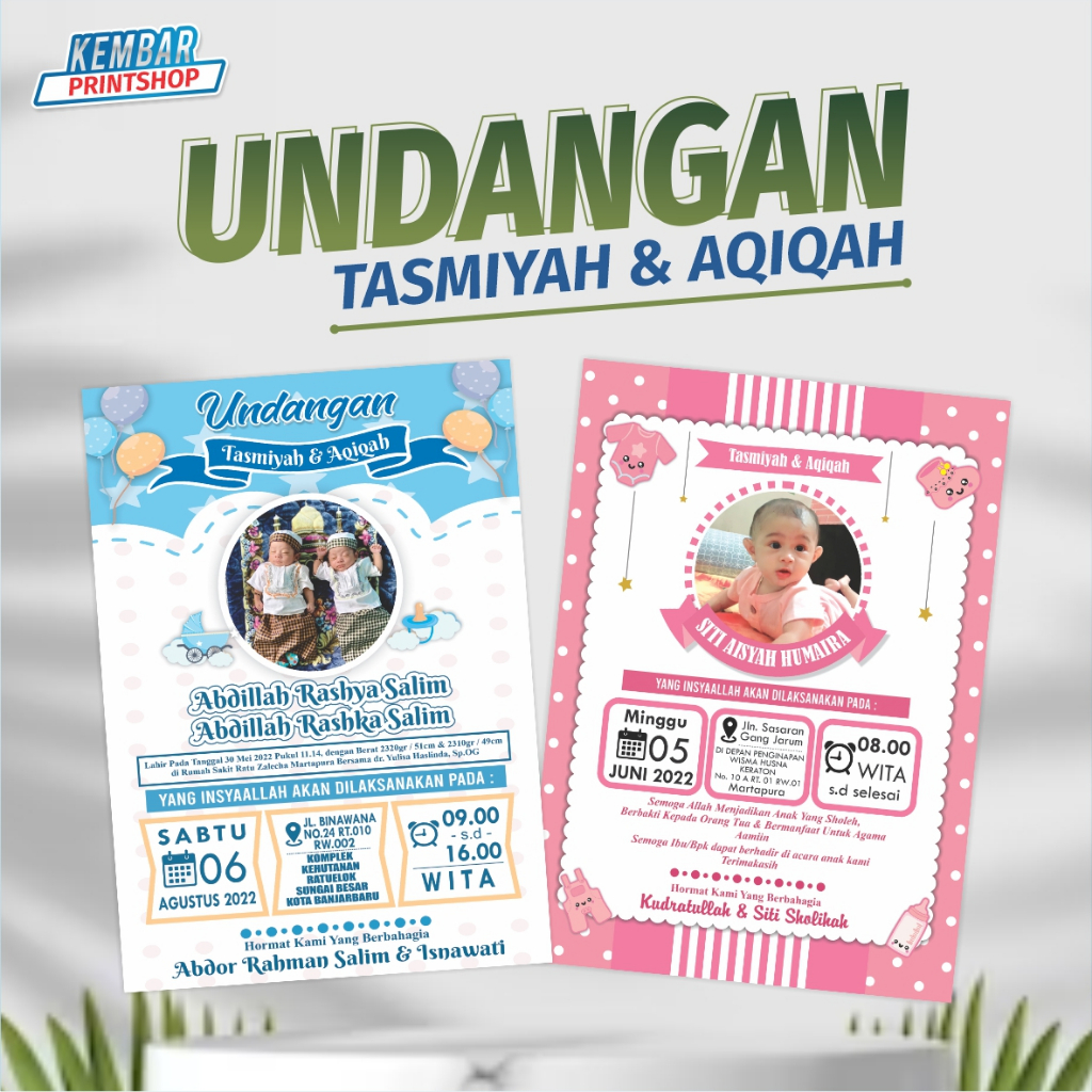 Jual UNDANGAN TASMIYAH/ UNDANGAN AQIQAH /UNDANGAN TASYAKURAN MURAH ...