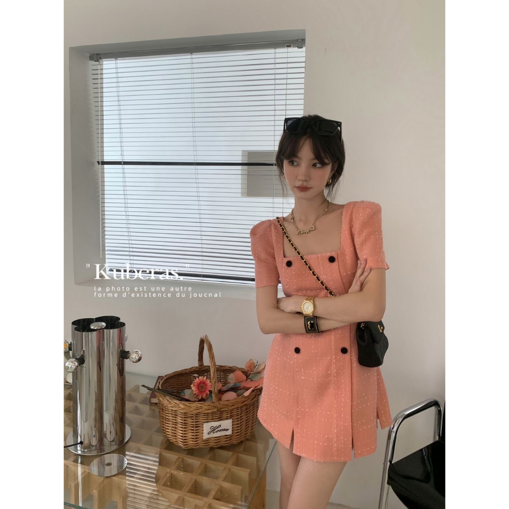 Jual D324 - Leora Dress ( Tweed dress korea premium import ) / Dress ...