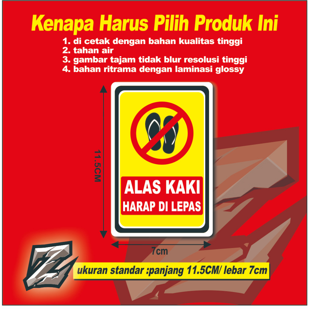 Jual STIKER "ALAS KAKI HARAP DI LEPAS" | Shopee Indonesia