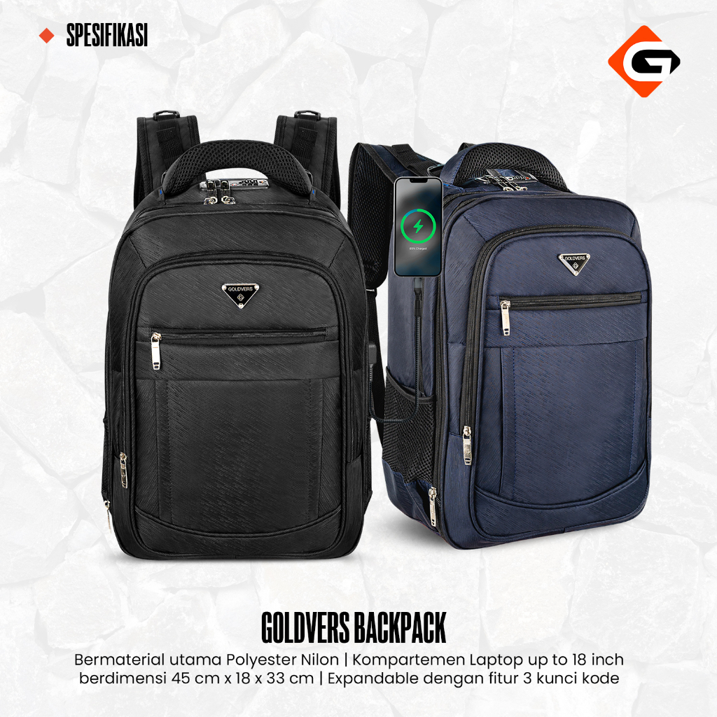 Jual GOLDVERS Ransel Pria Laptop Backpack Jumbo Lockkey FREE RAINCOVER ...