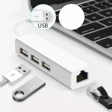 Jual USB to LAN with USB Hub Aksesoris Laptop Port Eksternal Data ...