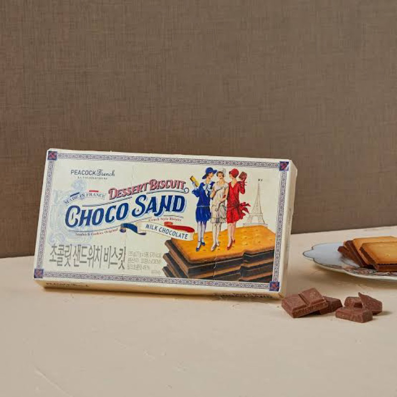 Jual peacock choco sand dessert biscuit made in korea | Shopee Indonesia