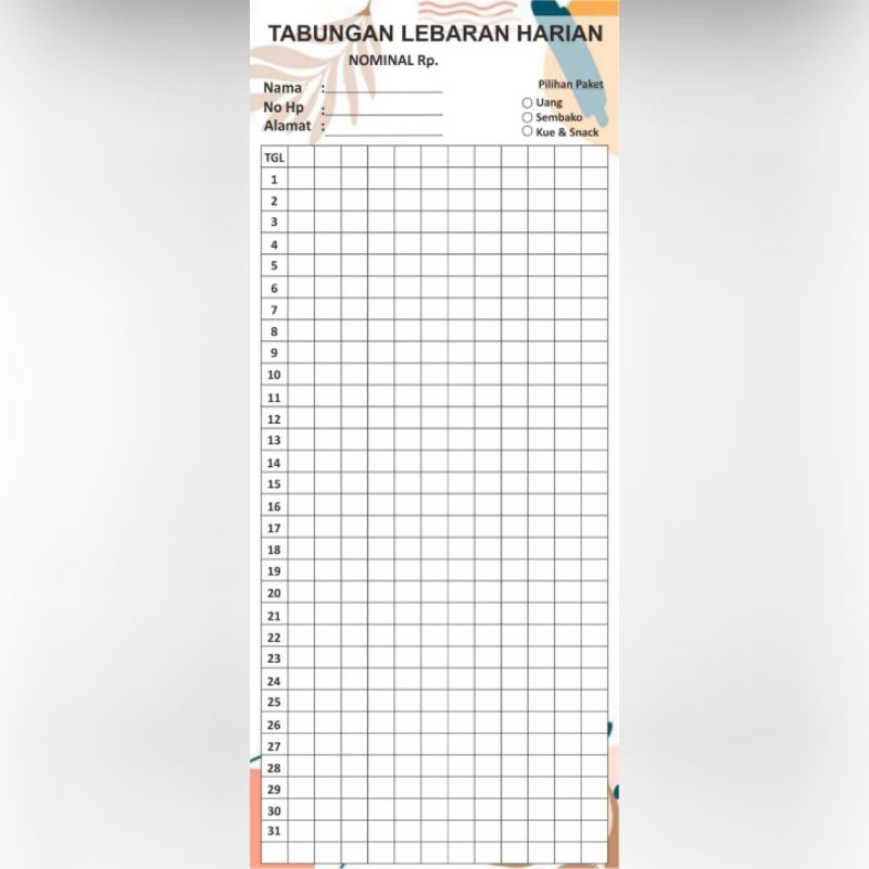 Jual kertas form buku tabungan lebaran | Shopee Indonesia