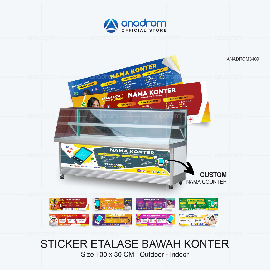 Jual Sticker Bawah Etalase Konter | Size 100 X 30 Cm | Anadrom 3409 ...
