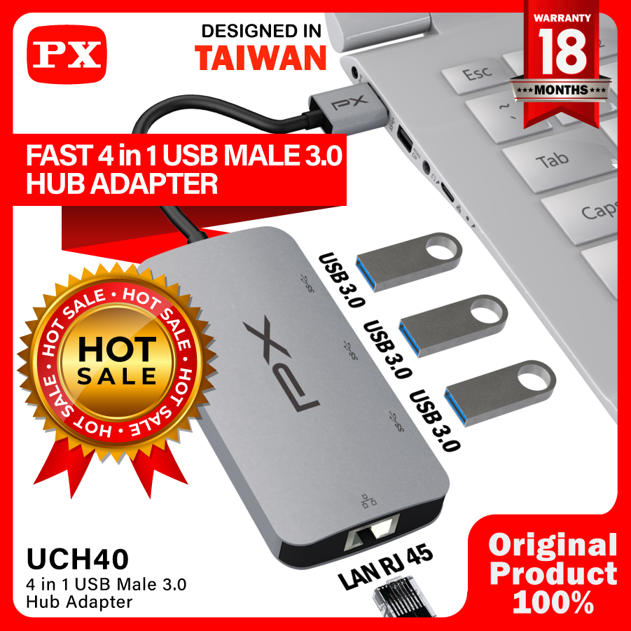 Jual Converter Hub Adapter 4 in 1 USB 3.0 to USB LAN Ethernet PX UCH40 ...