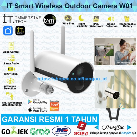 Jual IT W01 Smart Outdoor Camera CCTV Wifi Wireless FHD 1080P IP65 IP ...