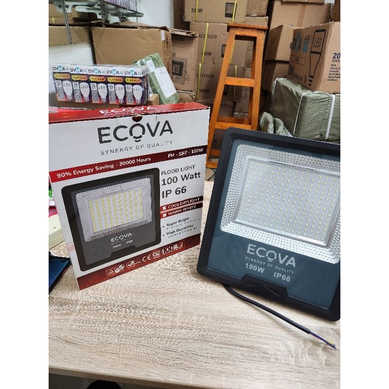 Jual Kap Lampu Sorot LED ECOVA 100 WATT IP66 SNI GARANSI 2 TAHUN | Shopee Indonesia