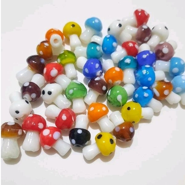 Jual Manik Manik Kaca Jamur Lampwork Handmade Glaze Glass Mushroom ...